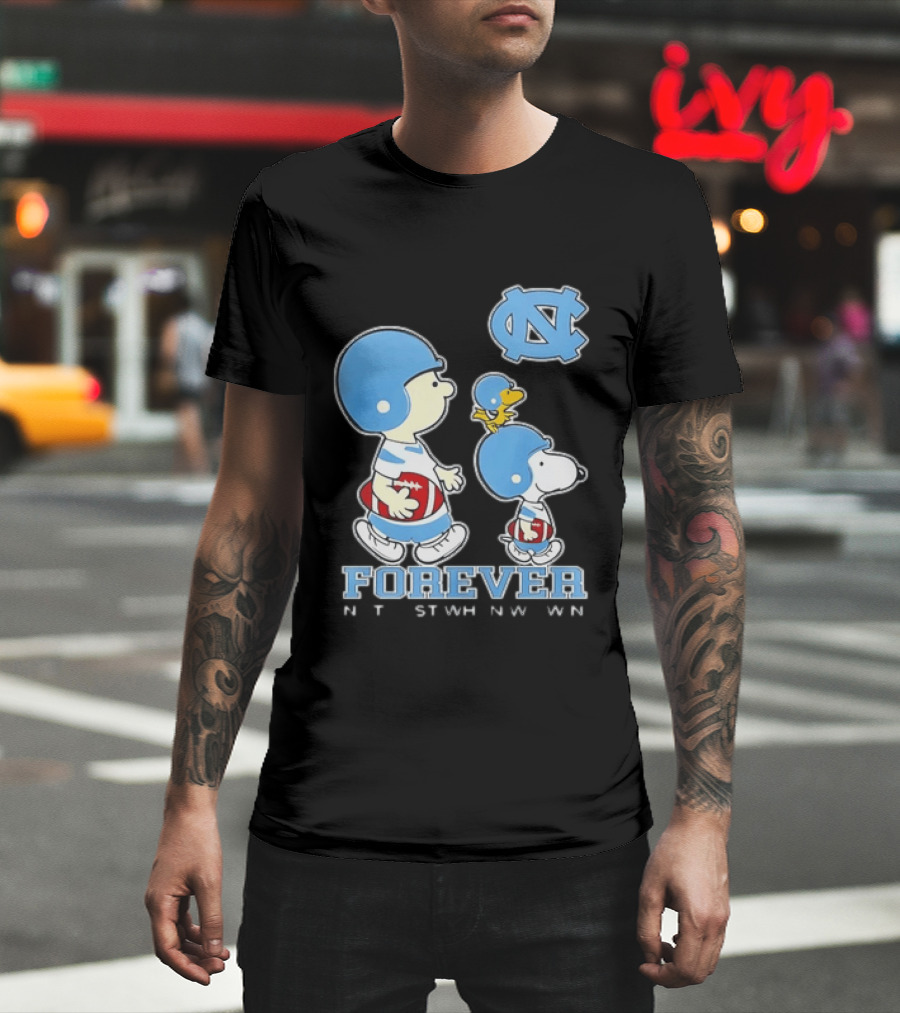 UNC Tar Heels Snoopy Charlie Brown Football Forever T-Shirt