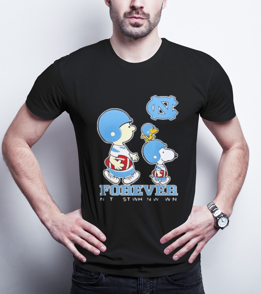 UNC Tar Heels Snoopy Charlie Brown Football Forever T-Shirt