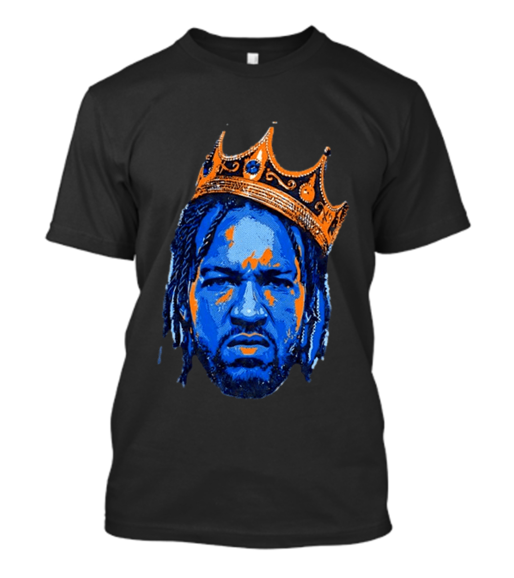 Jalen Brunson New York Knicks King Of New York Orange Crown Blue T-Shirt