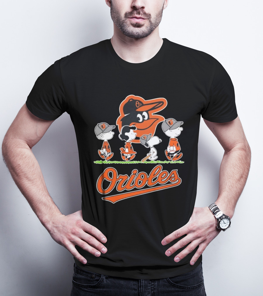 Peanuts Gang With Baseball Orioles T-Shirt