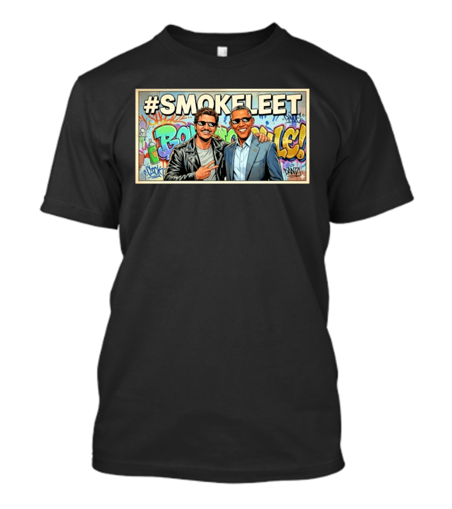 #SMOKEFLEET Pedro Pascal Barack Obama Graffiti T-Shirt
