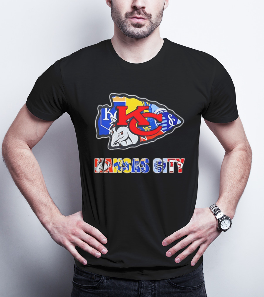 Kansas City Chiefs Royals Sporting KC Collage Arrowhead Sports Team T-Shirt