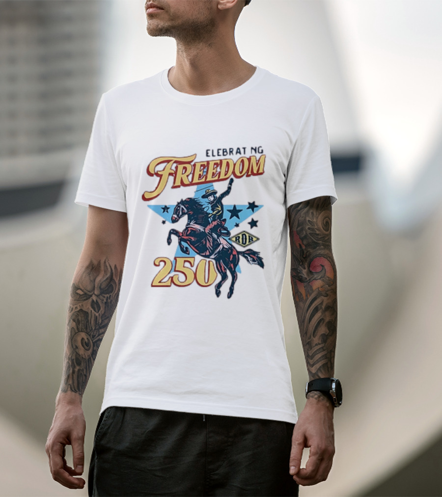 Celebrating Freedom 250 Years RDR Cowboy Rodeo Stars T-Shirt