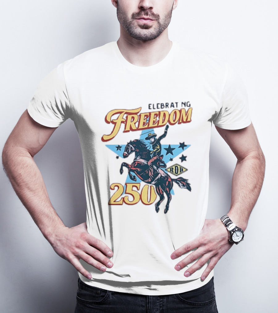 Celebrating Freedom 250 Years RDR Cowboy Rodeo Stars T-Shirt