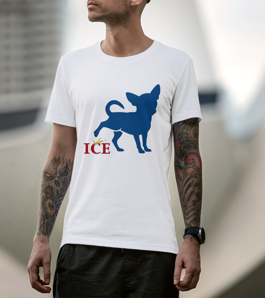 Chihuahua Urinating On ICE Text Representation T-Shirt