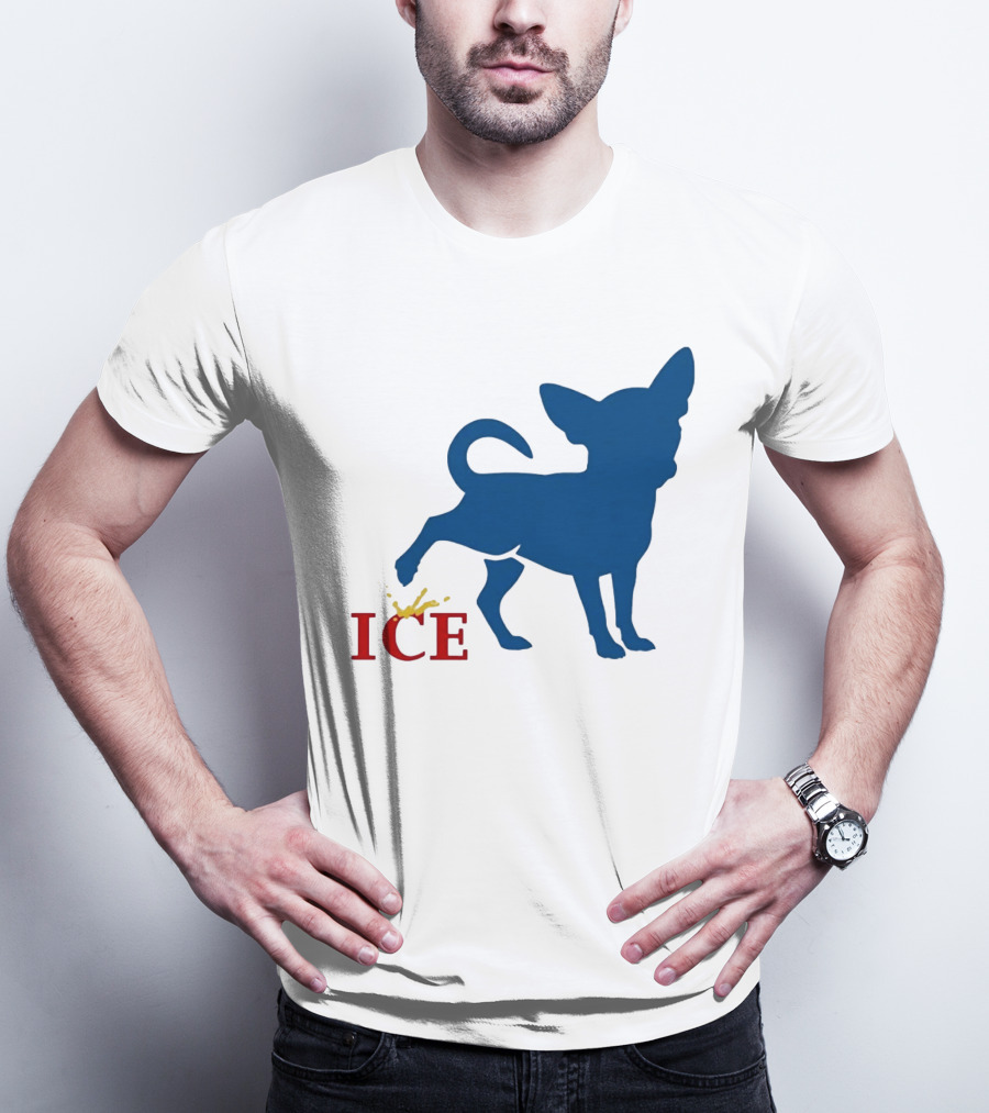 Chihuahua Urinating On ICE Text Representation T-Shirt