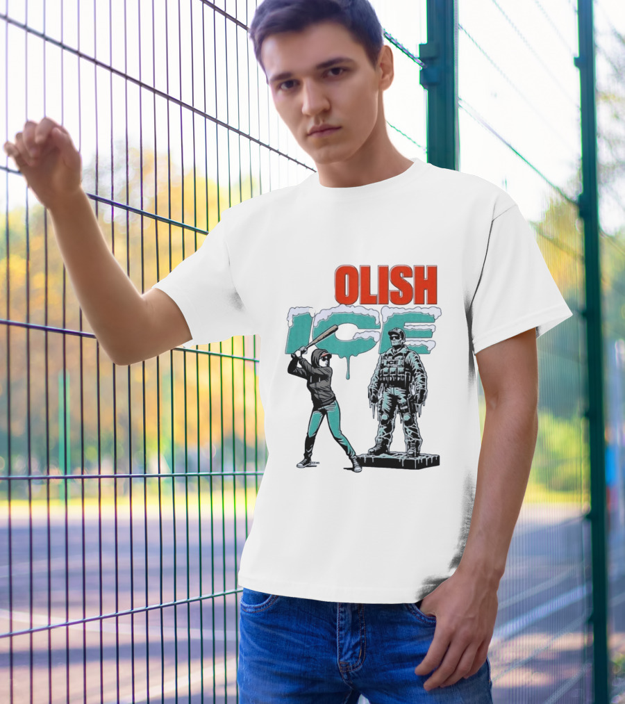 Krime Olish ICE Woman With Baseball Bat Smashing Statue T-Shirt