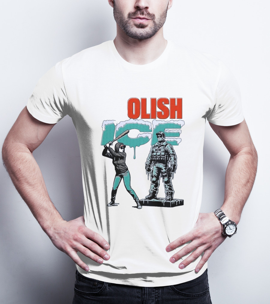 Krime Olish ICE Woman With Baseball Bat Smashing Statue T-Shirt