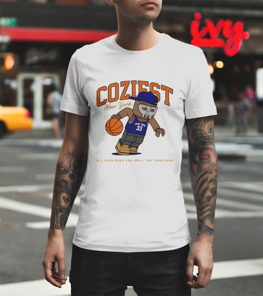 Coziest New York MF DOOM Patrick Ewing Knicks All Caps Basketball Lego T-Shirt