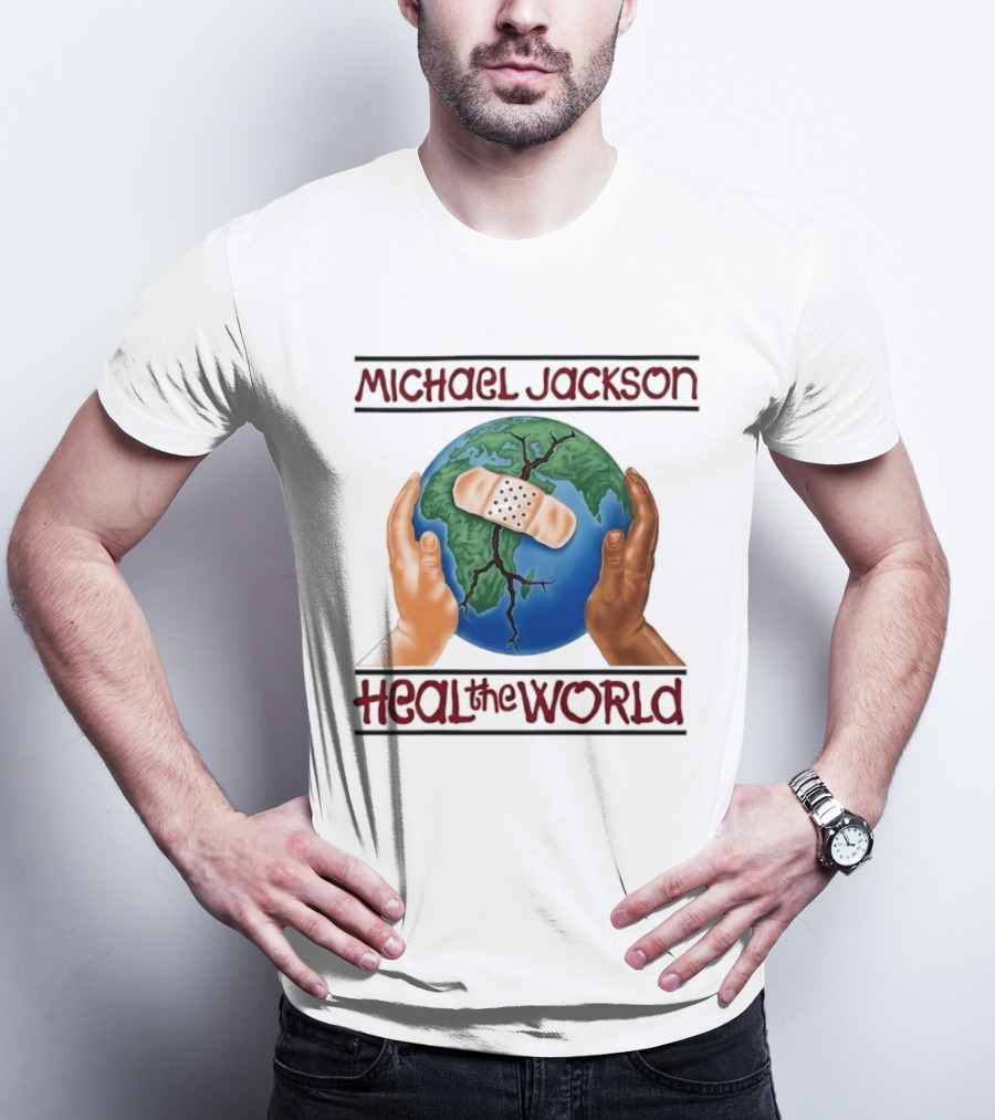 Michael Jackson Heal The World Earth Bandage Hands T-Shirt