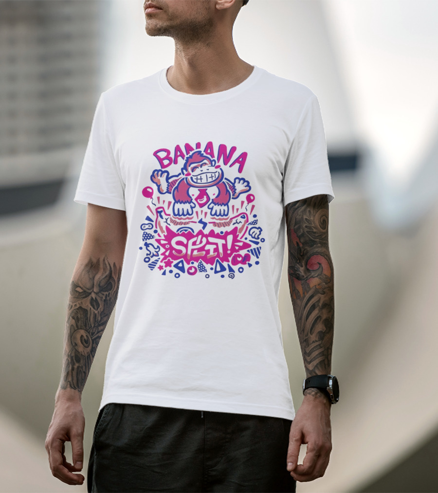 Banana Split Monkey Cartoon Fun T-Shirt