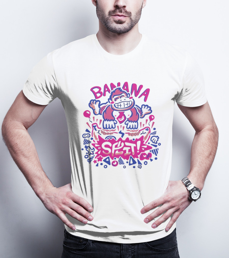 Banana Split Monkey Cartoon Fun T-Shirt