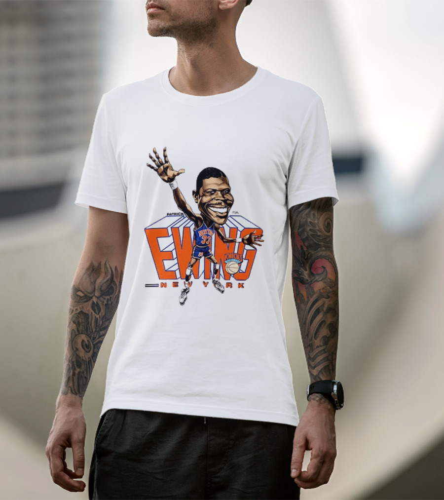 Patrick Ewing New York Knicks NBA Caricature Basketball Legend T-Shirt