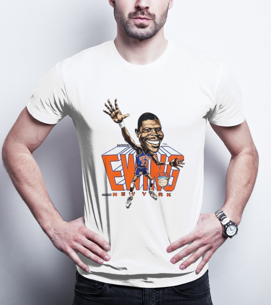 Patrick Ewing New York Knicks NBA Caricature Basketball Legend T-Shirt