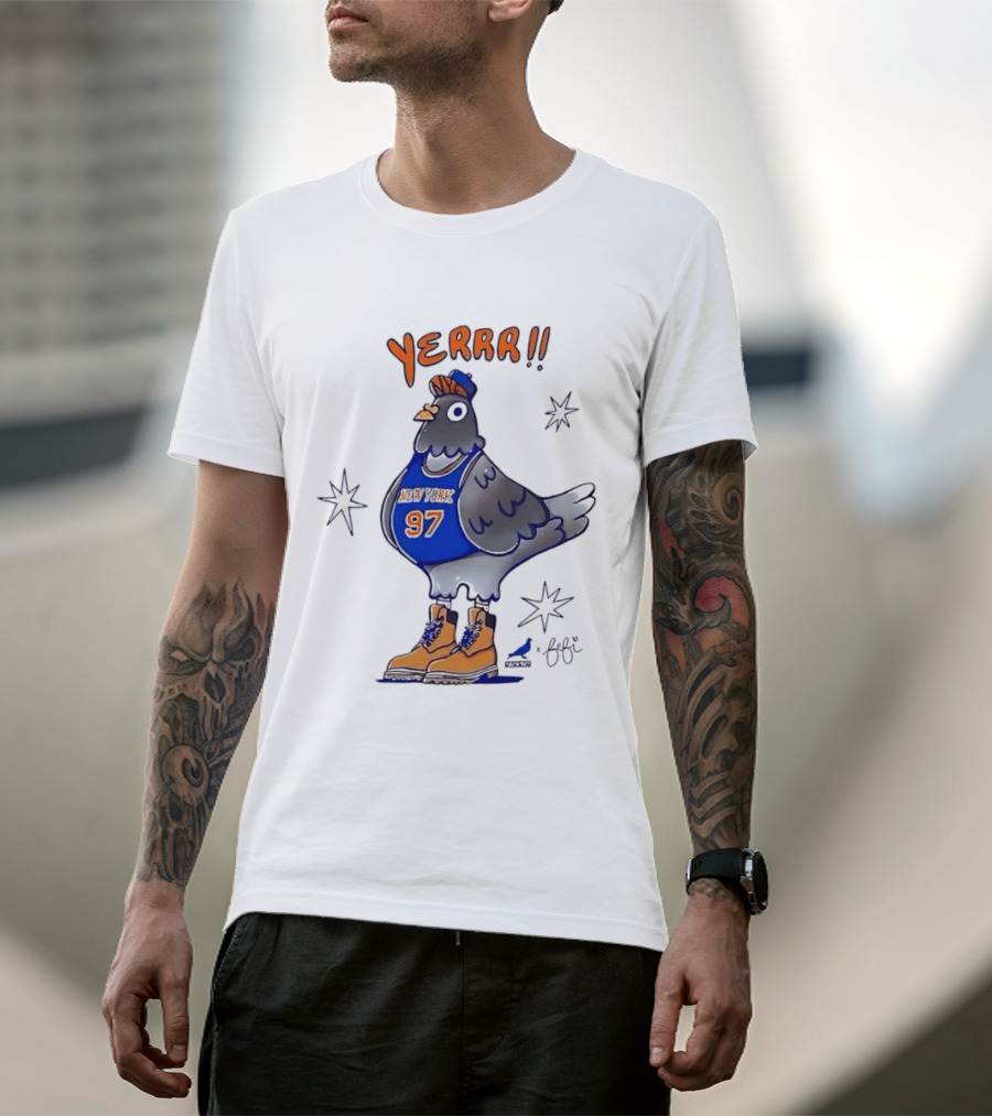Pigeon Fefi Yerrr 97 New York Basketball Jersey Timberland Boots T-Shirt
