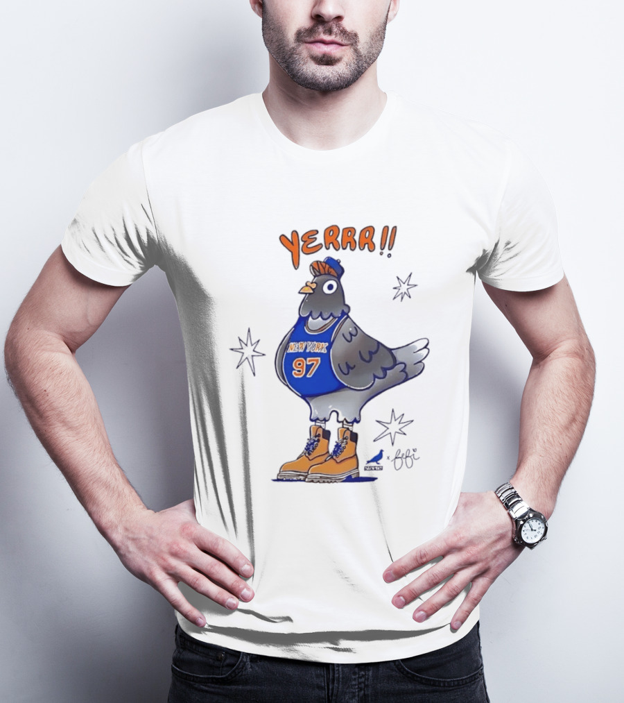 Pigeon Fefi Yerrr 97 New York Basketball Jersey Timberland Boots T-Shirt