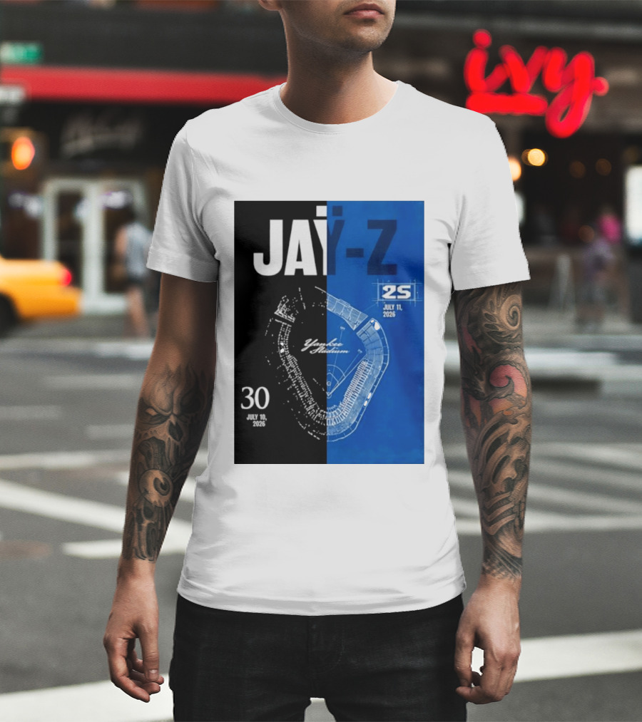 Jay Z Yankee Stadium July 10 11 2026 Celebration With Map Blueprint T-Shirt
