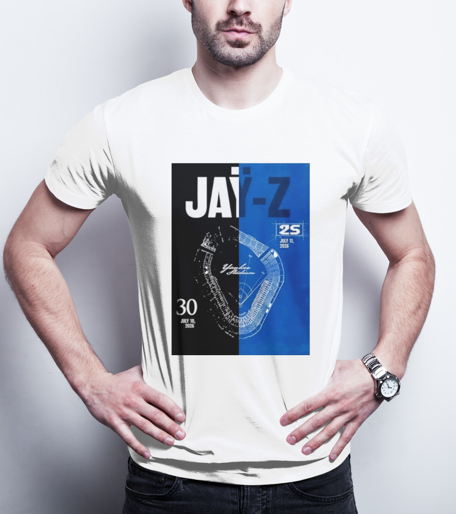 Jay Z Yankee Stadium July 10 11 2026 Celebration With Map Blueprint T-Shirt
