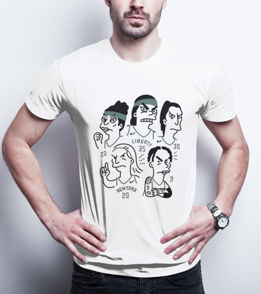 Simpson Style Cartoon New York Liberty Players 20 35 32 13 T-Shirt