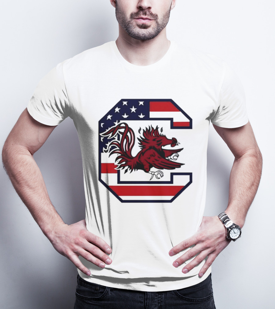 American Flag South Carolina Gamecocks C T-Shirt