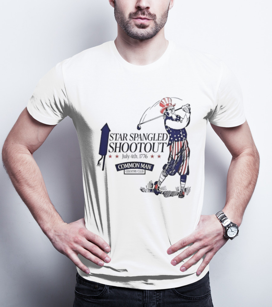 Star Spangled Shootout Common Man Country Club Patriotic Golfer T-Shirt