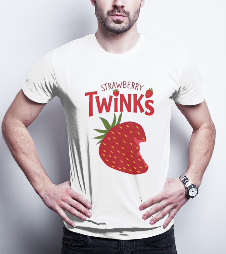 Strawberry Twinks Fruit Snack Pun Playful Bite T-Shirt