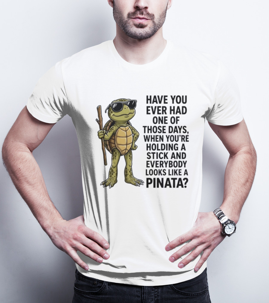 Have You Ever Had One Of Those Days Turtle Holding A Stick Looking Like A Pinata T-Shirt
