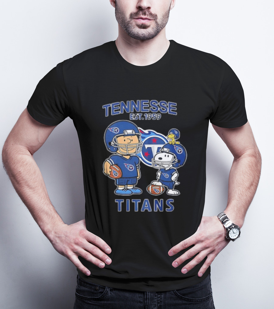 Tennessee Titans EST 1959 Charlie Brown And Snoopy Football T-Shirt