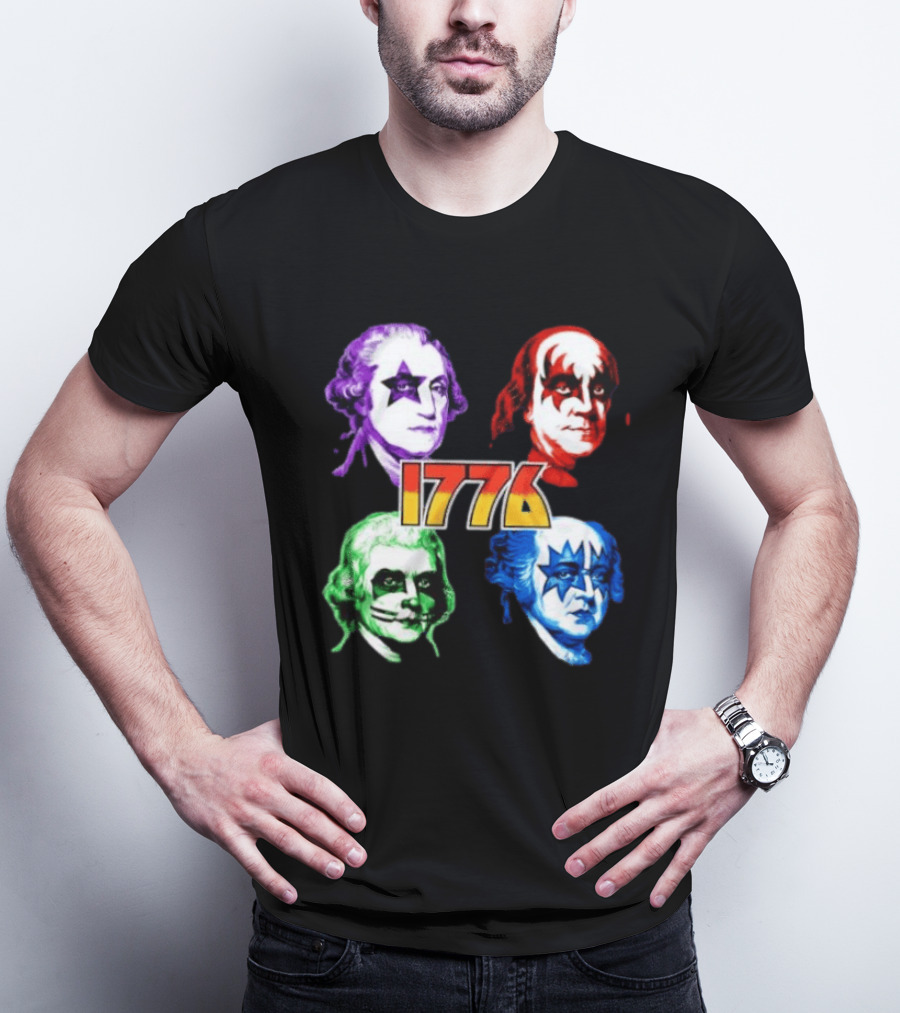 1776 Founding Fathers Rock Band George Washington Benjamin Franklin T-Shirt