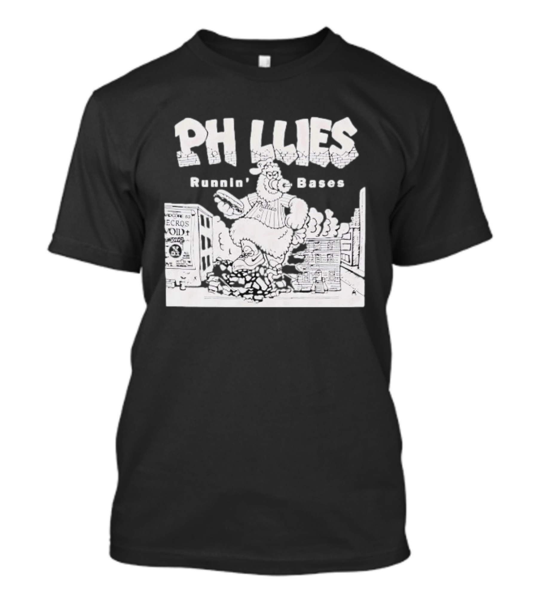 Phillies Runnin' Bases Phillie Phanatic Eating Hoagie Hardcore 83 Necros Void Oct 22 T-Shirt