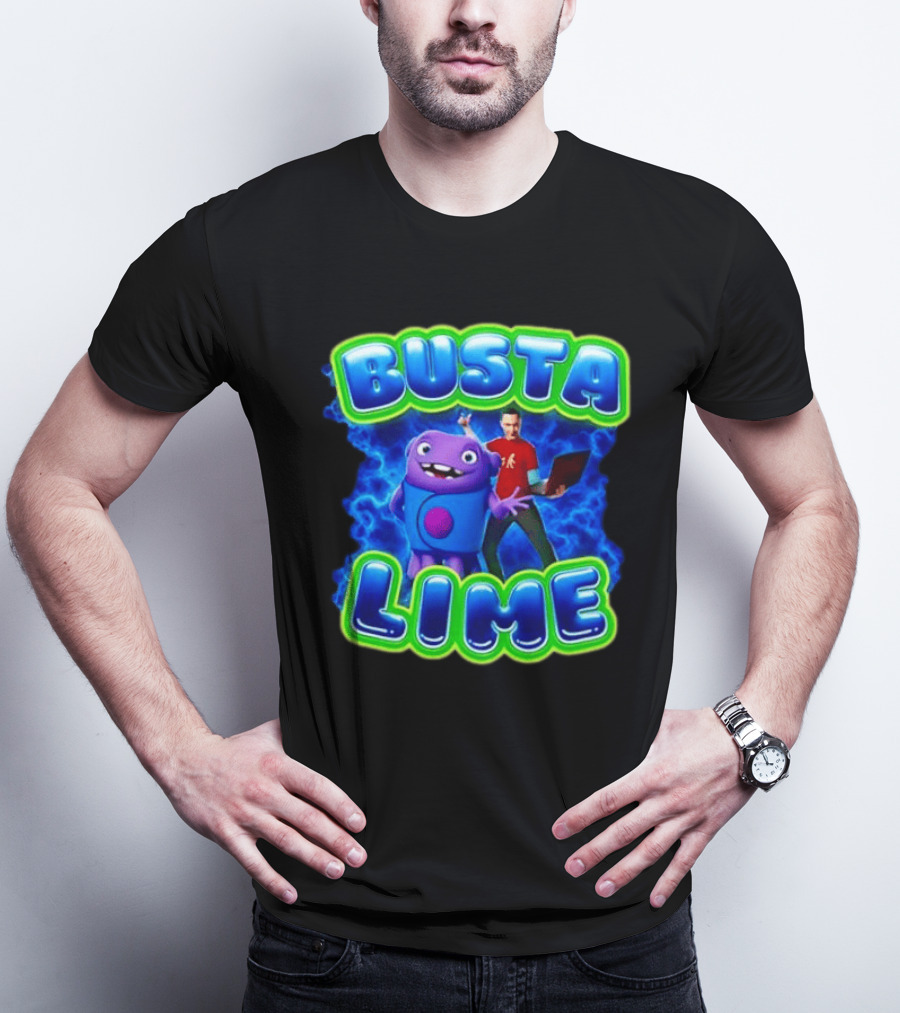 Oh Sheldon Cooper The Big Bang Theory Busta Lime Electric Blue T-Shirt