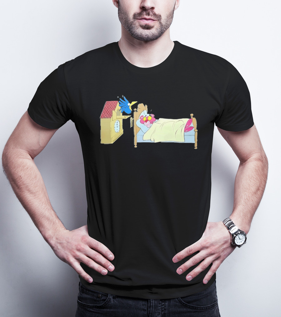 Onlyretro Pink Panther Startled Awake By Cuckoo Surprise T-Shirt