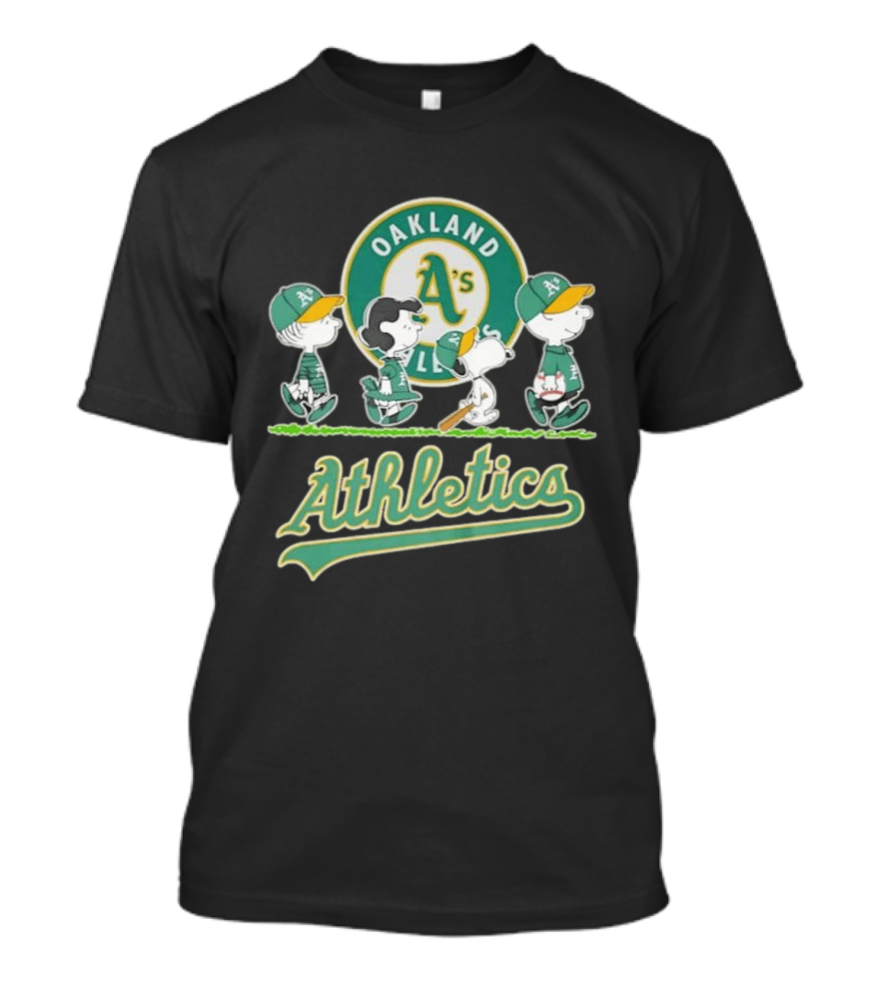 Peanuts Characters Oakland Athletics A's Team Major League Baseball Snoopy Charlie Brown Woodstock T-Shirt