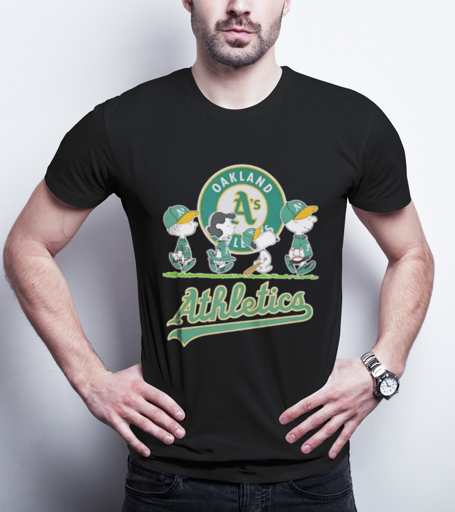 Peanuts Characters Oakland Athletics A's Team Major League Baseball Snoopy Charlie Brown Woodstock T-Shirt