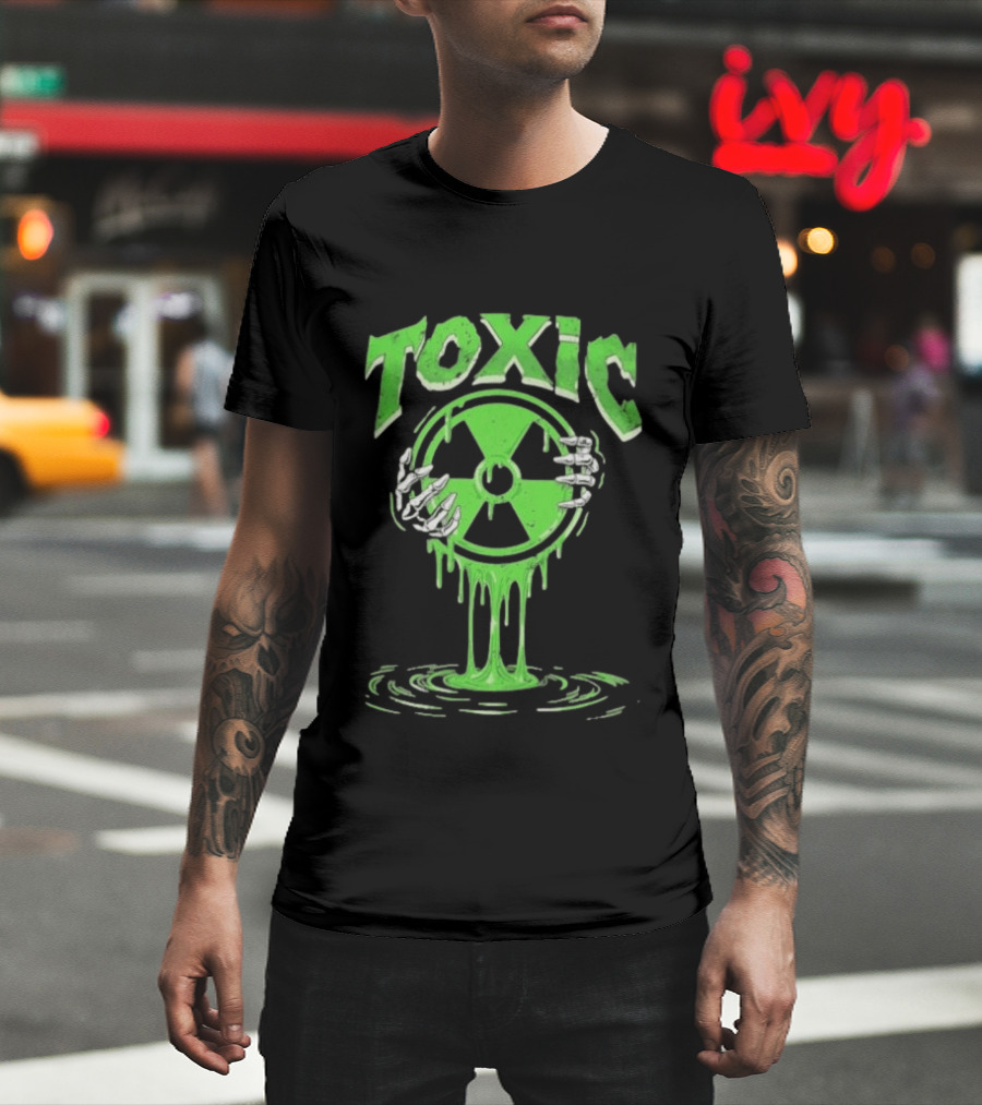 Toxic Radioactive Nuclear Hazard Slime Skeleton Hands T-Shirt