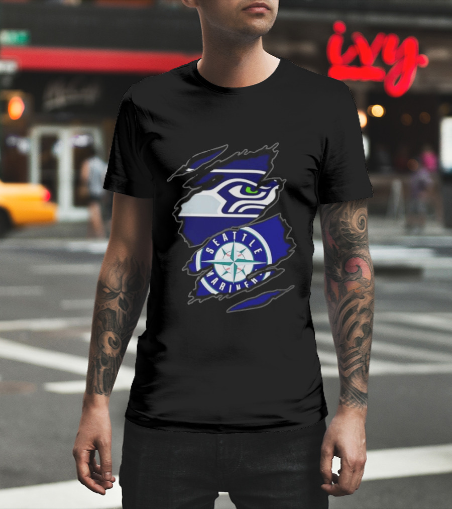 Seattle Seahawks Seattle Mariners Claw Rip T-Shirt