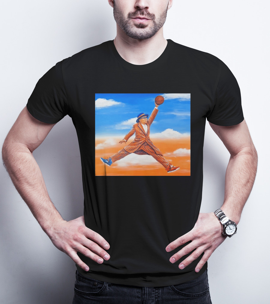 Spike Lee Jumping Basketball Air Jordan Jumpman Striped Suit Sky Sneakers T-Shirt