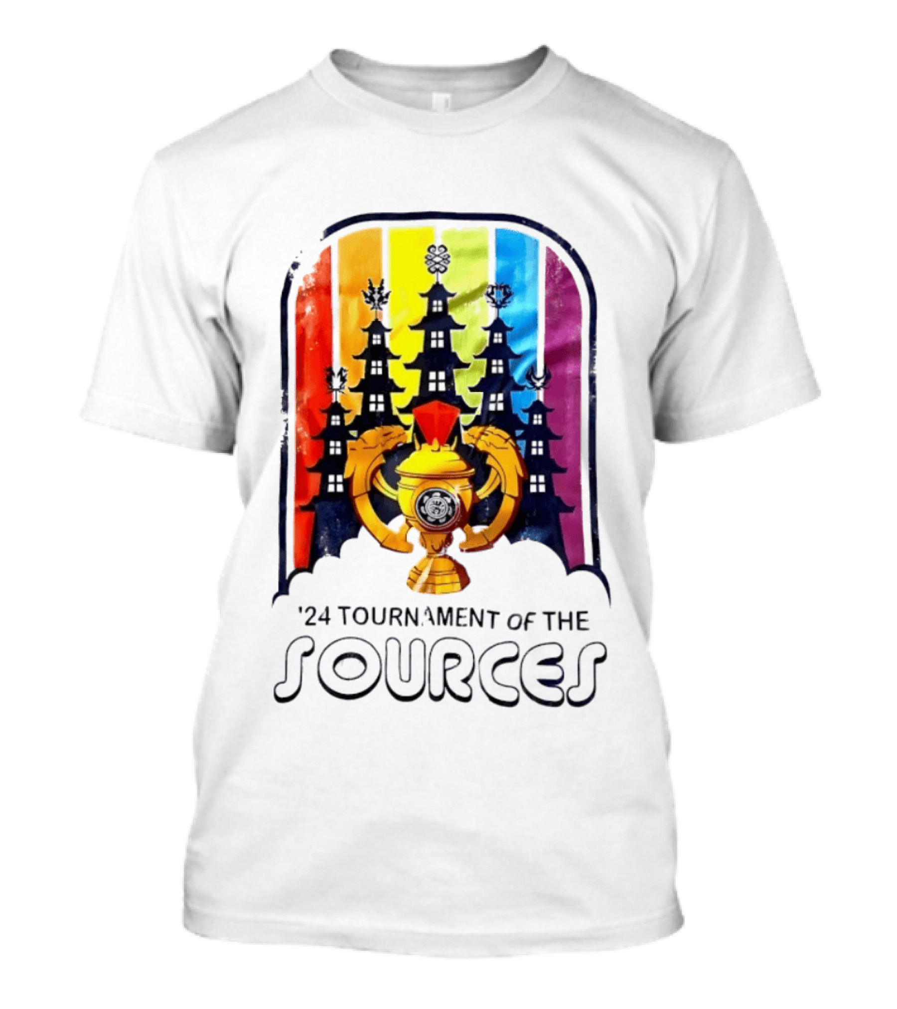 24 Tournament Of The Sources Trophy With Pagoda Silhouette And Rainbow T-Shirt
