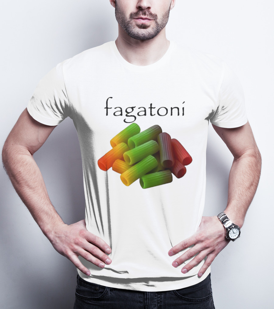 Fagatoni Rainbow Rigatoni Pasta Food Joke Pun LGBTQ+ Pride Humor T-Shirt