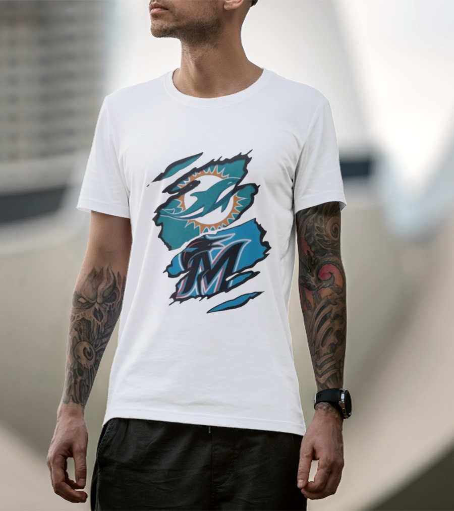 Miami Dolphins Marlins Beneath The Surface NFL MLB T-Shirt