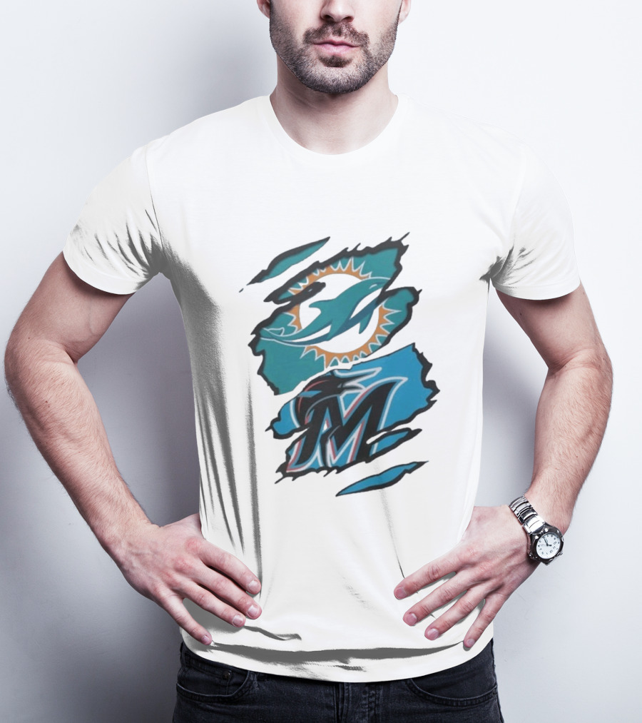 Miami Dolphins Marlins Beneath The Surface NFL MLB T-Shirt