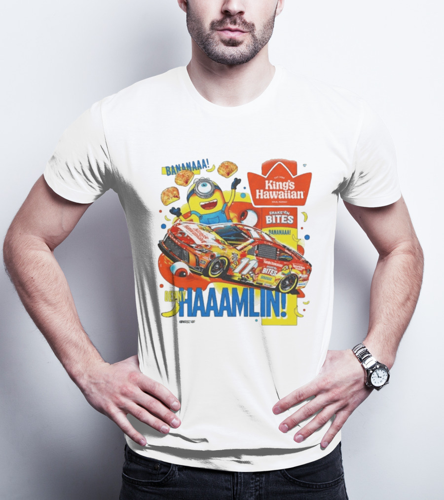 Minions Bananaa With Denny Hamlin King's Hawaiian Shake 'n Bites Racing 2026 T-Shirt
