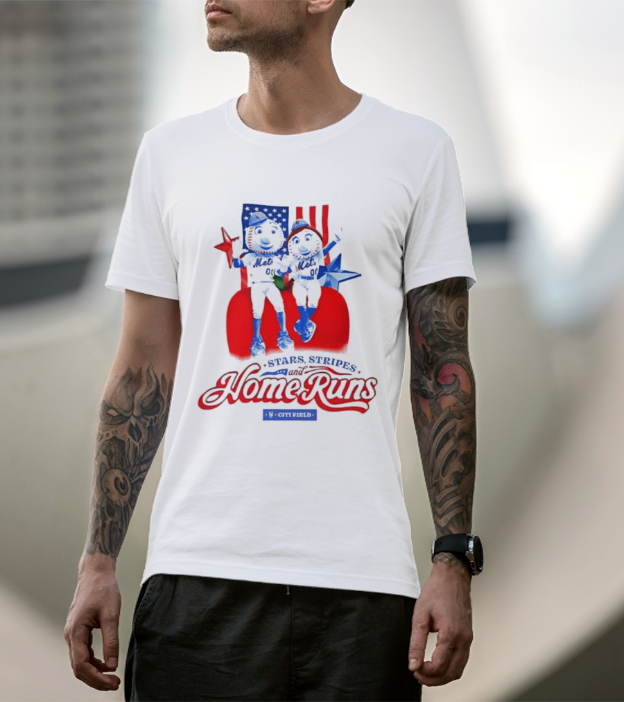 New York Mets Stars Stripes Home Runs Mr Met America T-Shirt