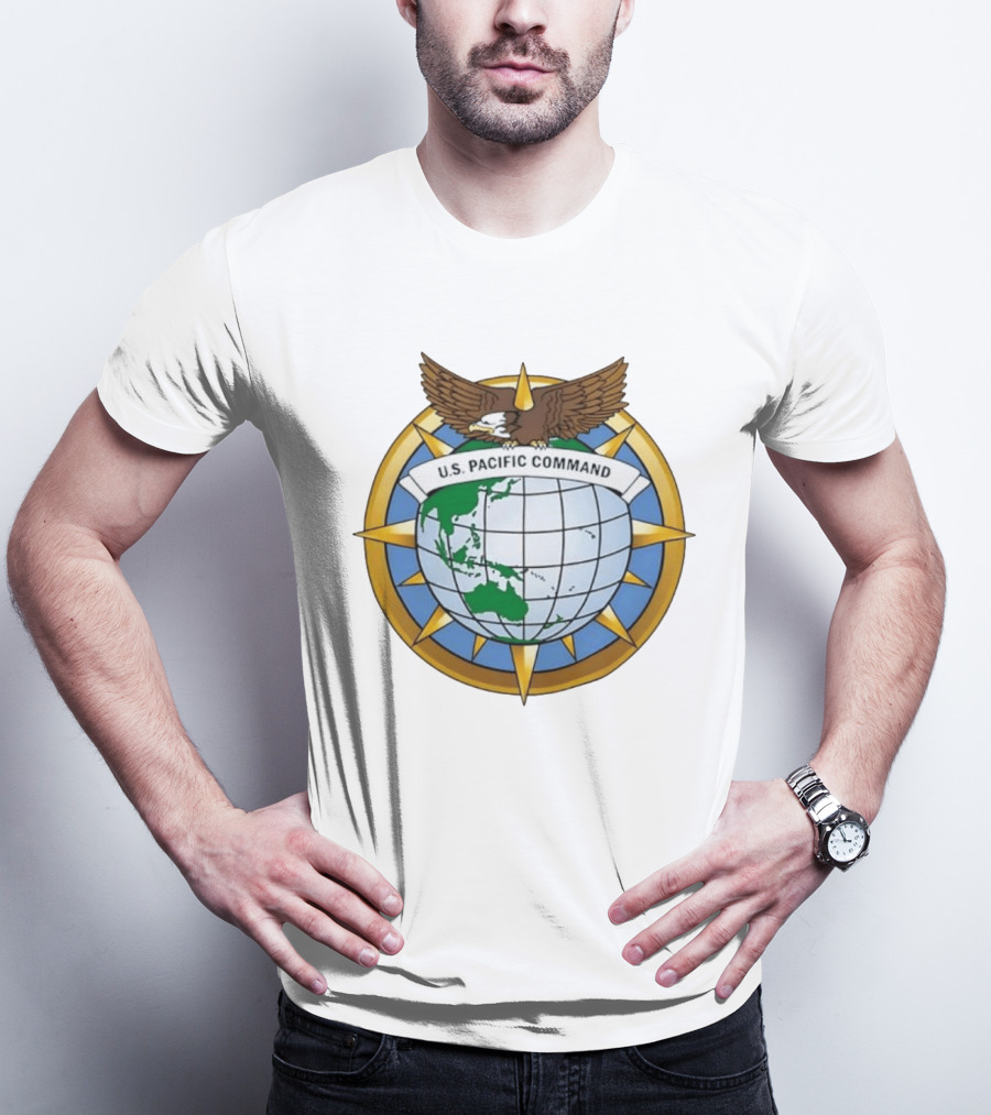 U.S. Pacific Command Eagle Emblem Indo Pacific Map T-Shirt
