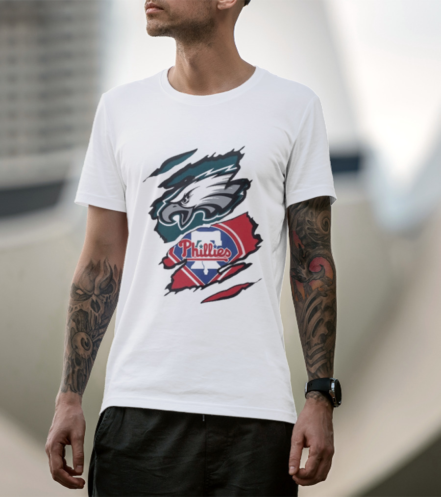 Philadelphia Eagles And Phillies Fan Merge Beneath The Surface T-Shirt