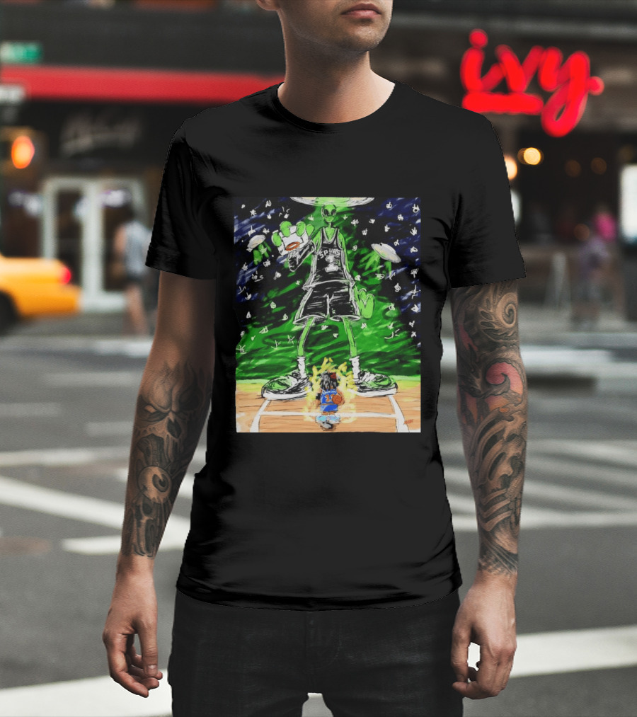 Victor Wembanyama Alien San Antonio Spurs Vs Jalen Brunson New York Knicks NBA Showdown T-Shirt