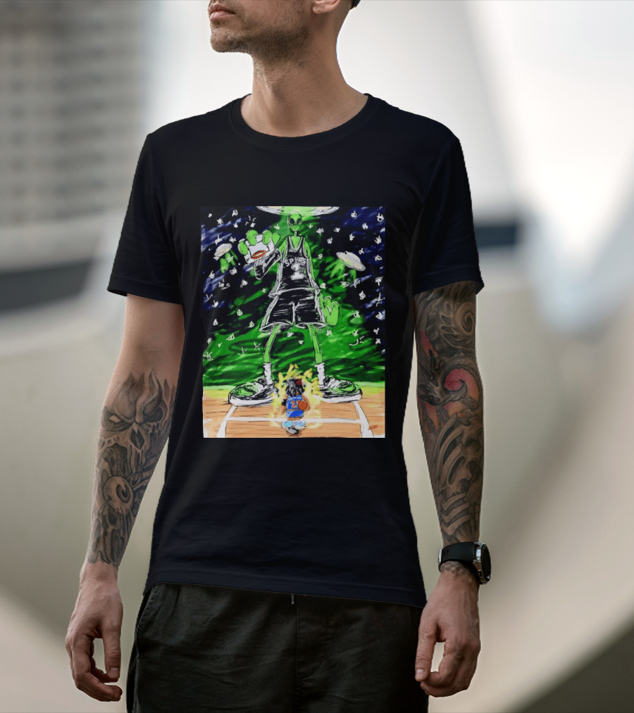 Victor Wembanyama Alien San Antonio Spurs Vs Jalen Brunson New York Knicks NBA Showdown T-Shirt