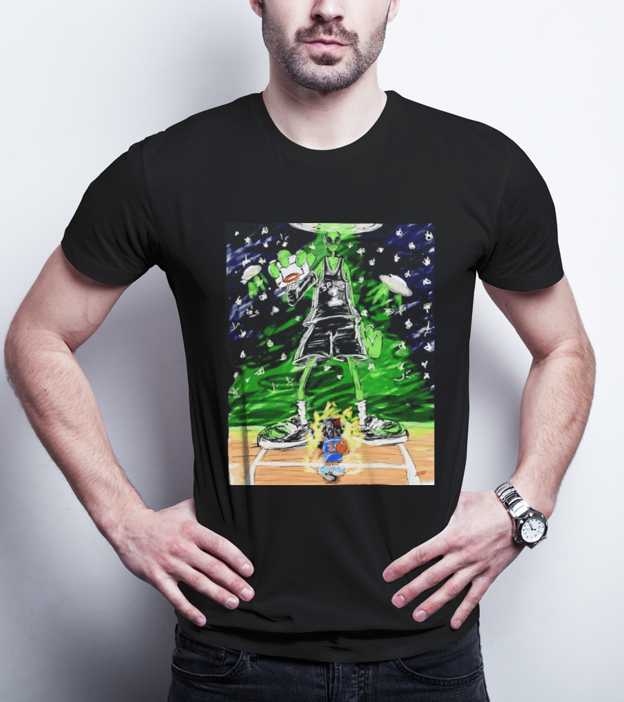 Victor Wembanyama Alien San Antonio Spurs Vs Jalen Brunson New York Knicks NBA Showdown T-Shirt