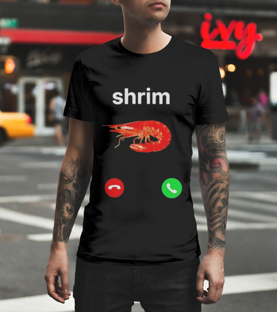 Shrim Incoming Call Screen Funny Phone Picture T-Shirt