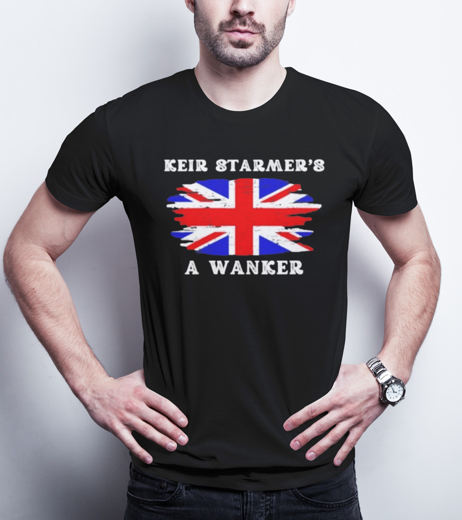 Keir Starmer's A Wanker Union Jack Flag British Political Satire T-Shirt